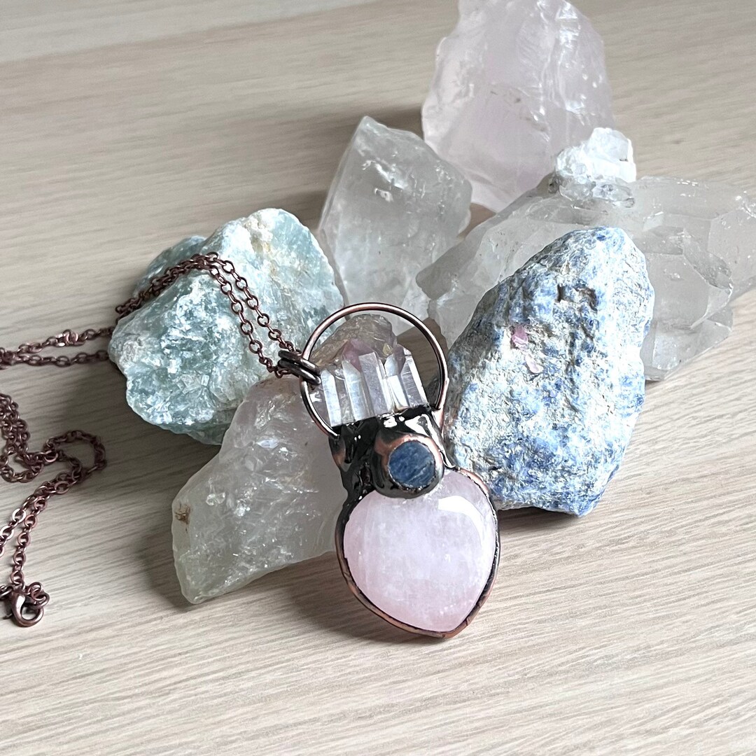 N9- Rising Love Heart Shape Multi Raw Stones Statement Necklace - Etsy