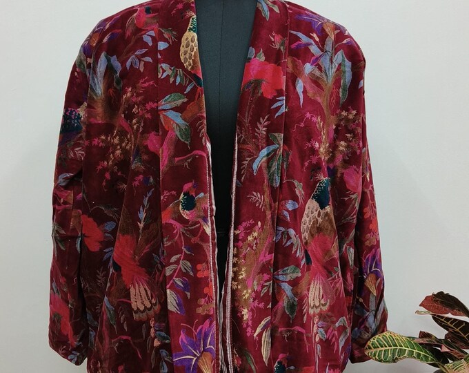 Women Velvet and Cotton Reversible Twin Flap Collar Japanese Velvet ...