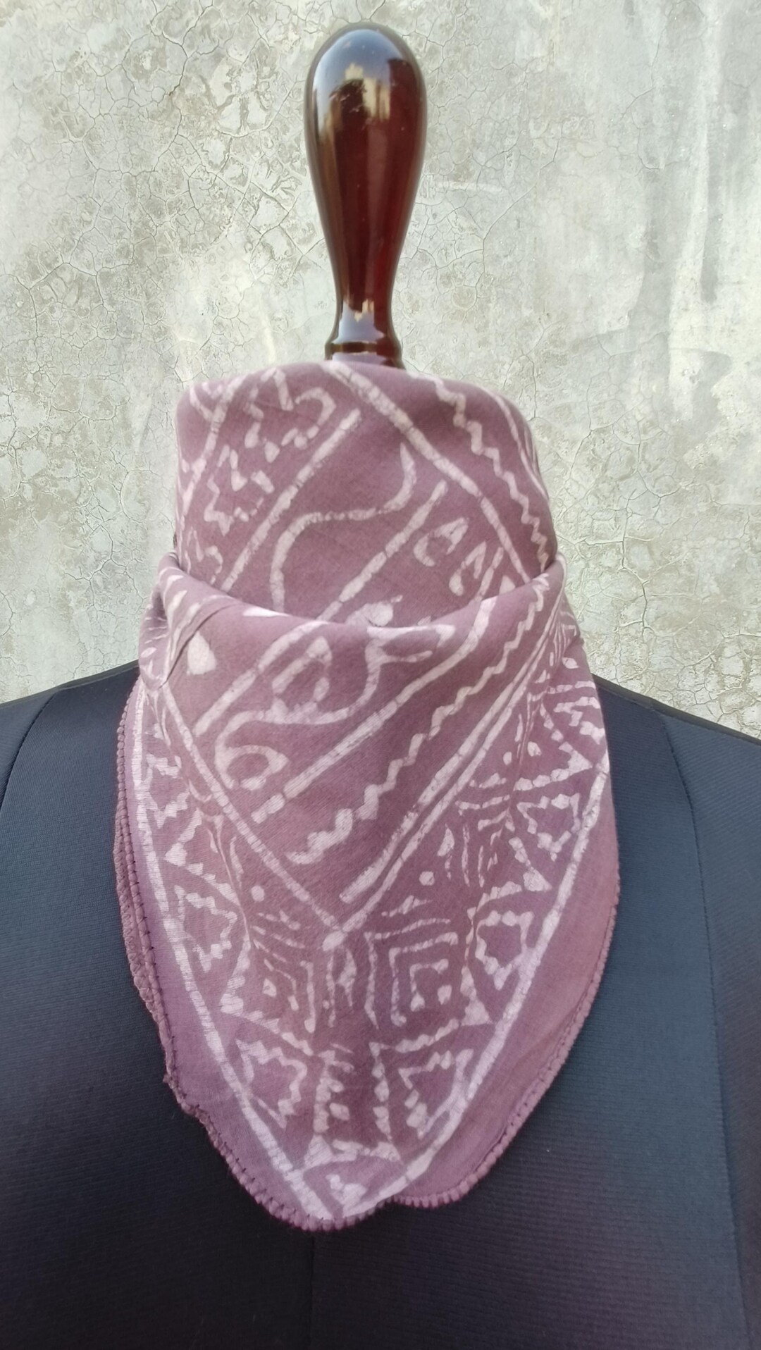 Hand Block Printed Cotton Bandana | Geometric Print Scarf | Brown ...