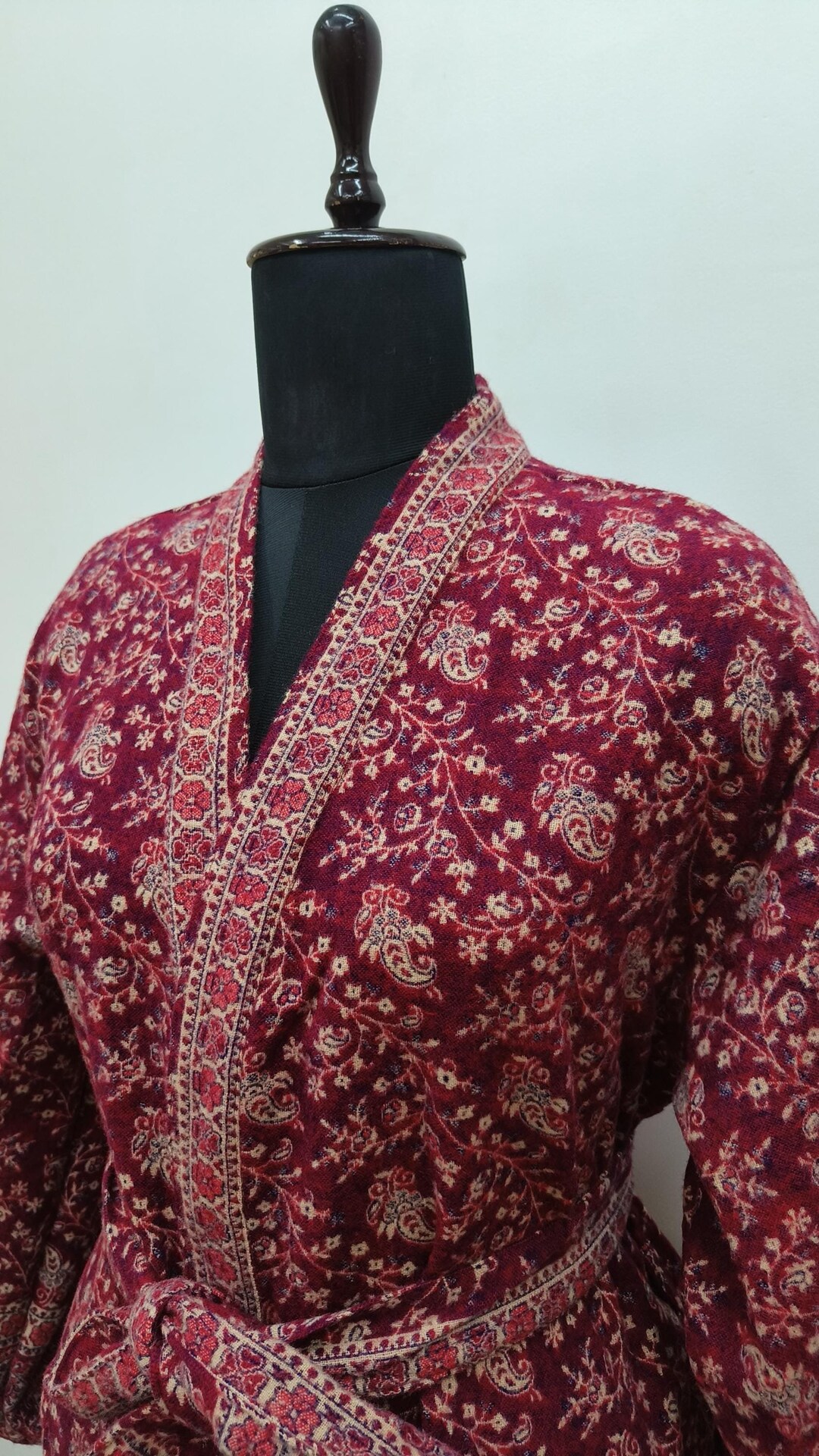 Unisex Handmade Yak Wool Mix Kimono/house Lounge Robe | Cherry Red ...