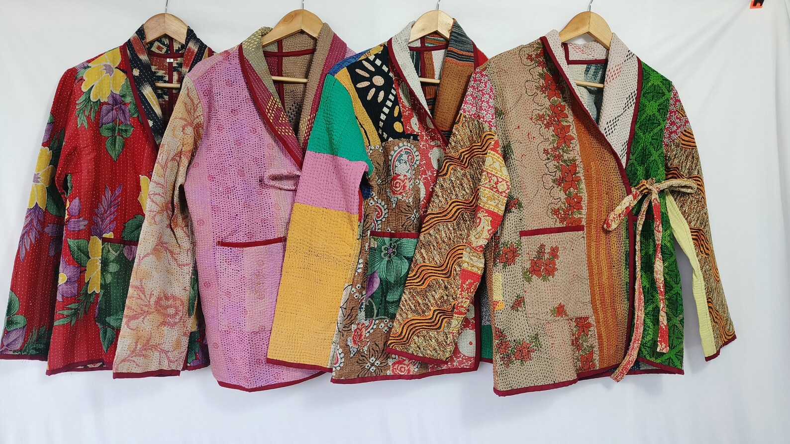 Short Vintage Angrakha Style Toast Jacket With Side Dori Tie-up and ...