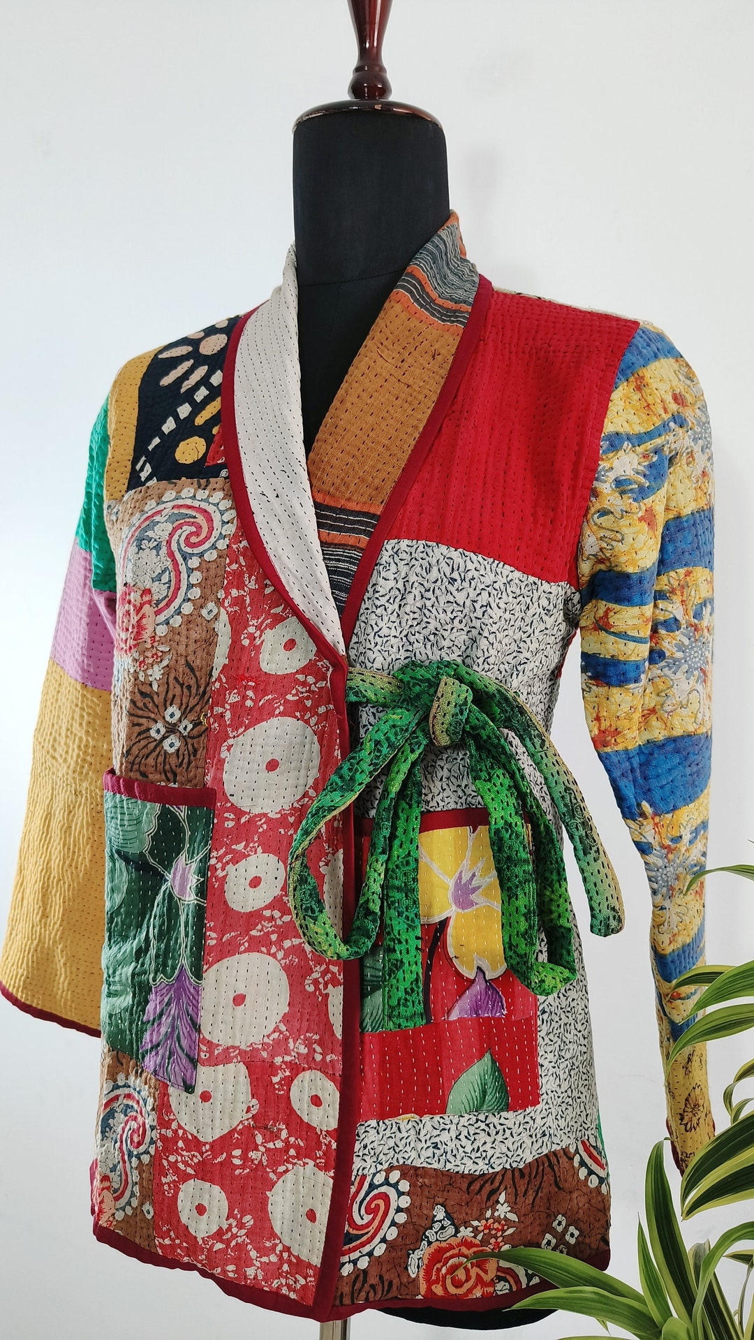 Short Vintage Angrakha Style Toast Jacket With Side Dori Tie-up and ...
