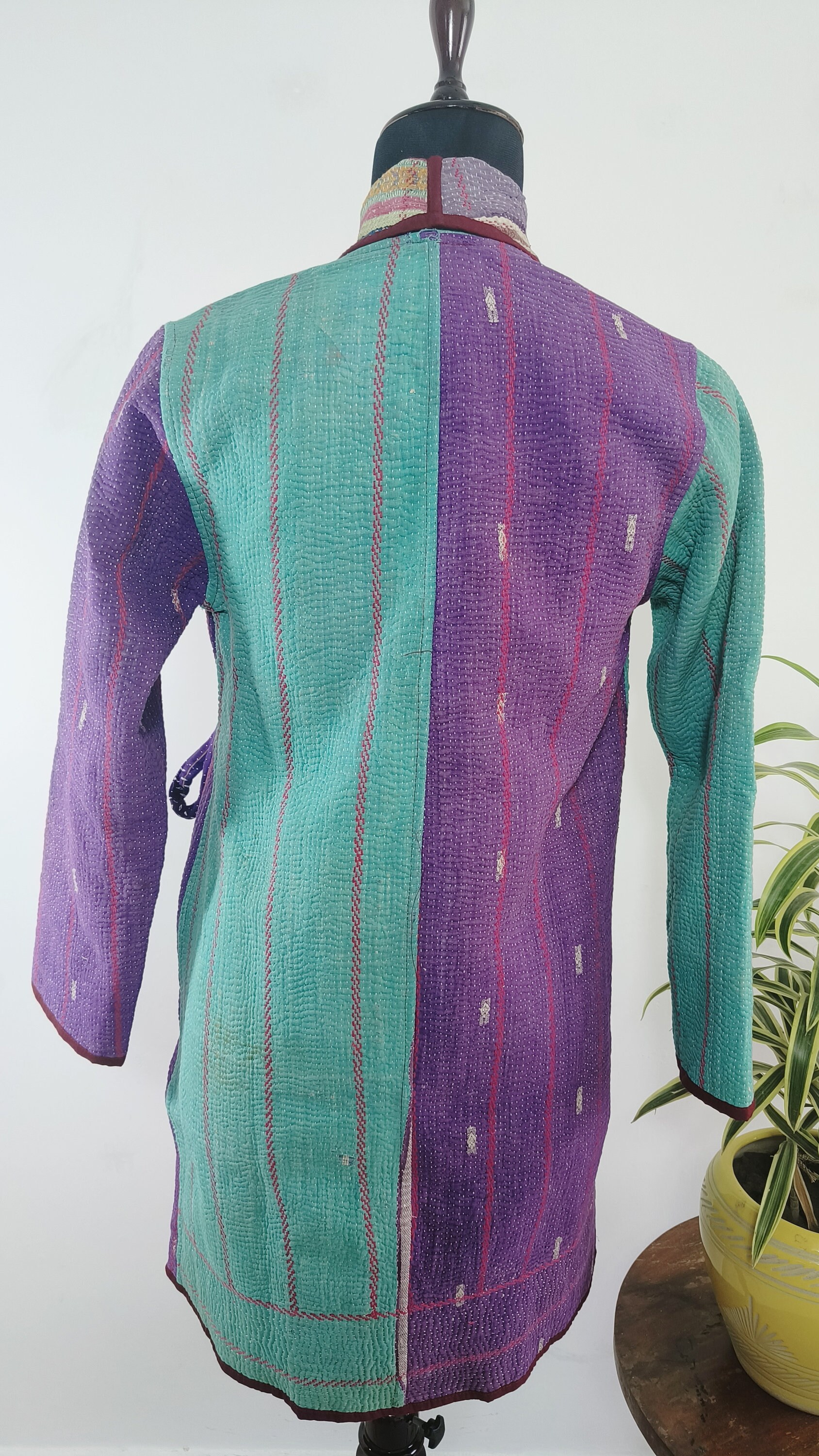 Long Handmade Traditional Angrakha Style Vintage Coat Toast Jacket With ...