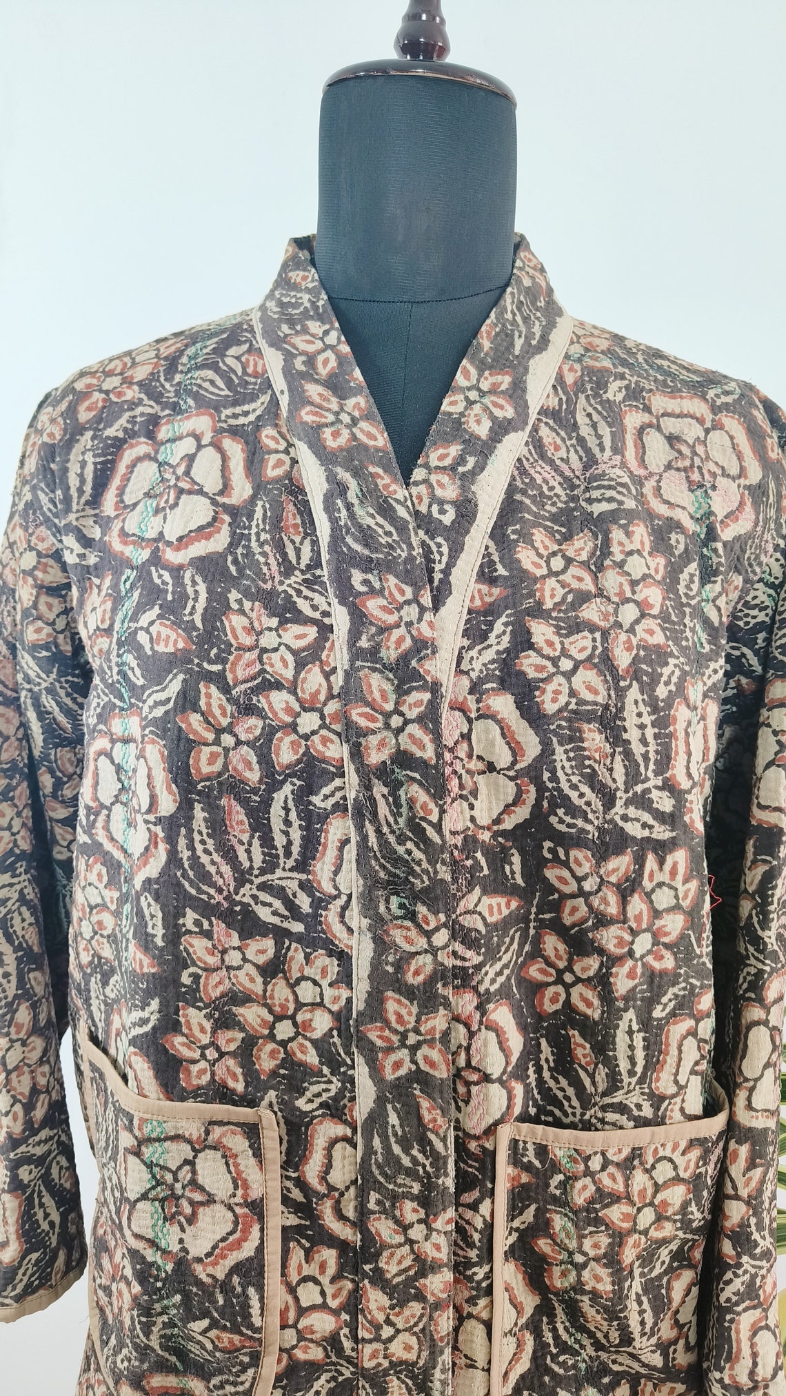 Handmade Bagru Print Vintage Kimono Style Short Open Jacket | Kimono ...