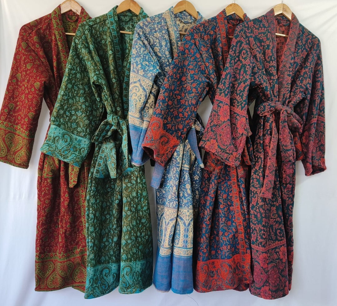 Unisex Handmade Yak Wool Mix Kimono/house Lounge Robe | Classic Deep ...