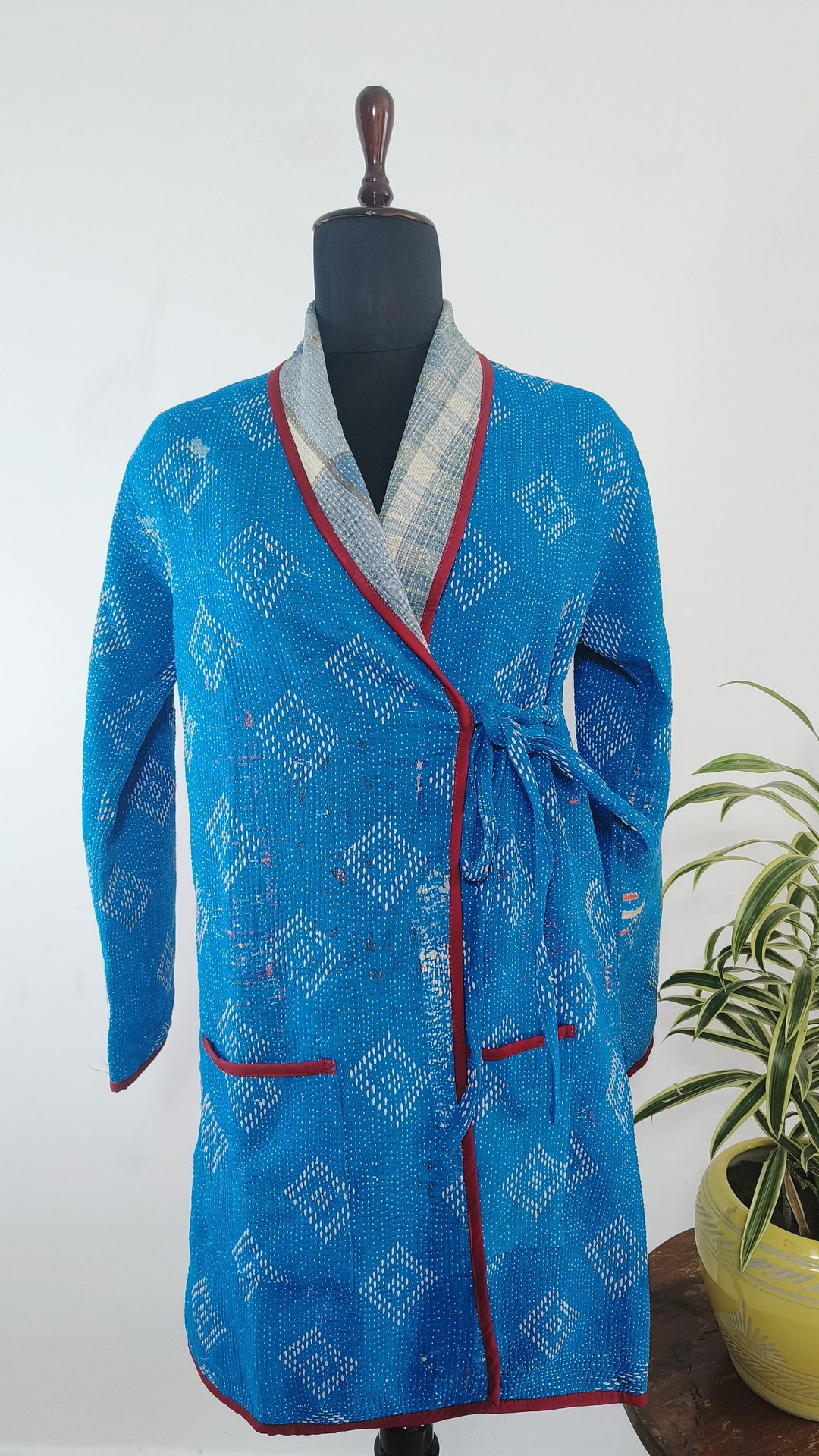 Long Handmade Traditional Angrakha Style Vintage Coat Toast Jacket With ...