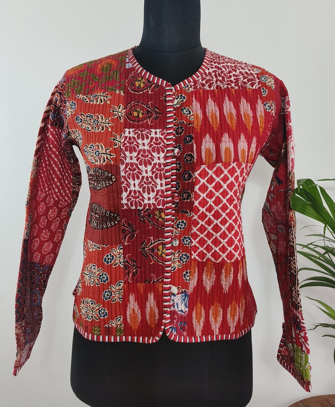 Boho Chic Patchwork Blockprinted Reversible Cotton Quilted Jacket | V ...