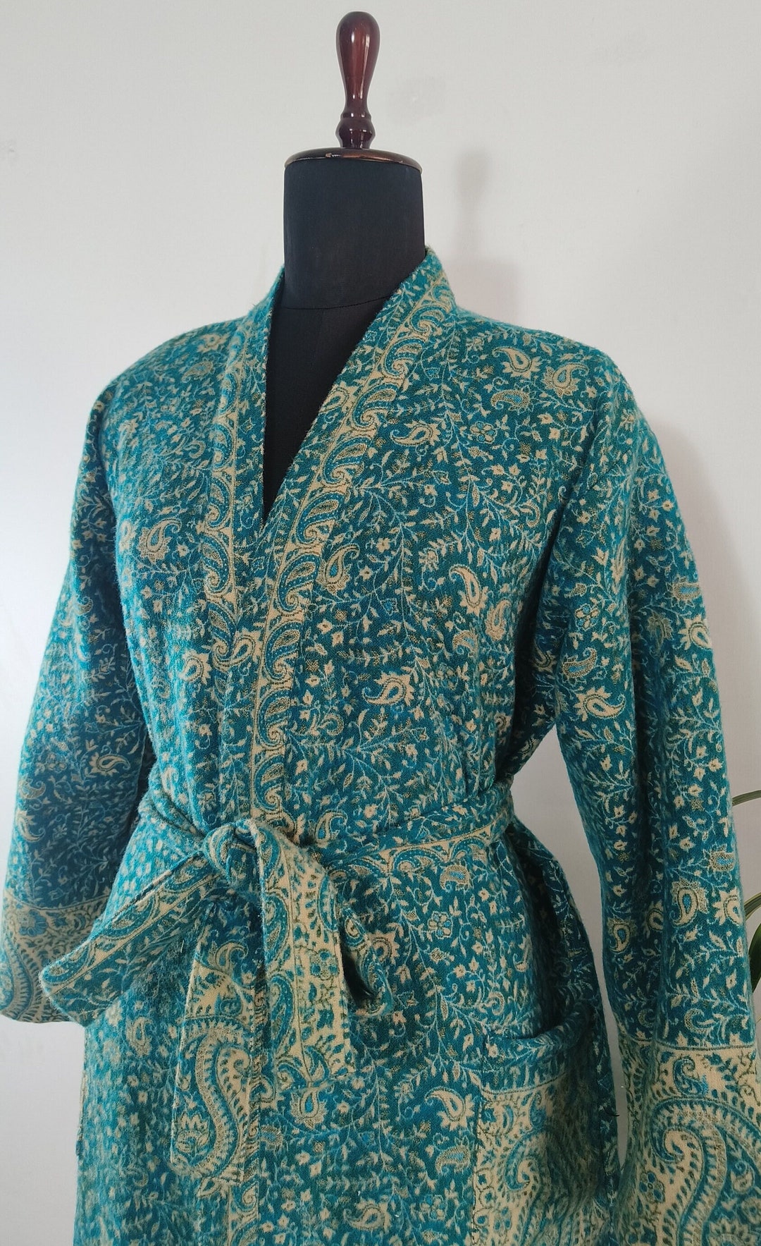 Handmade Yak Wool Mix Unisex Kimono House Robe Turquoise - Etsy