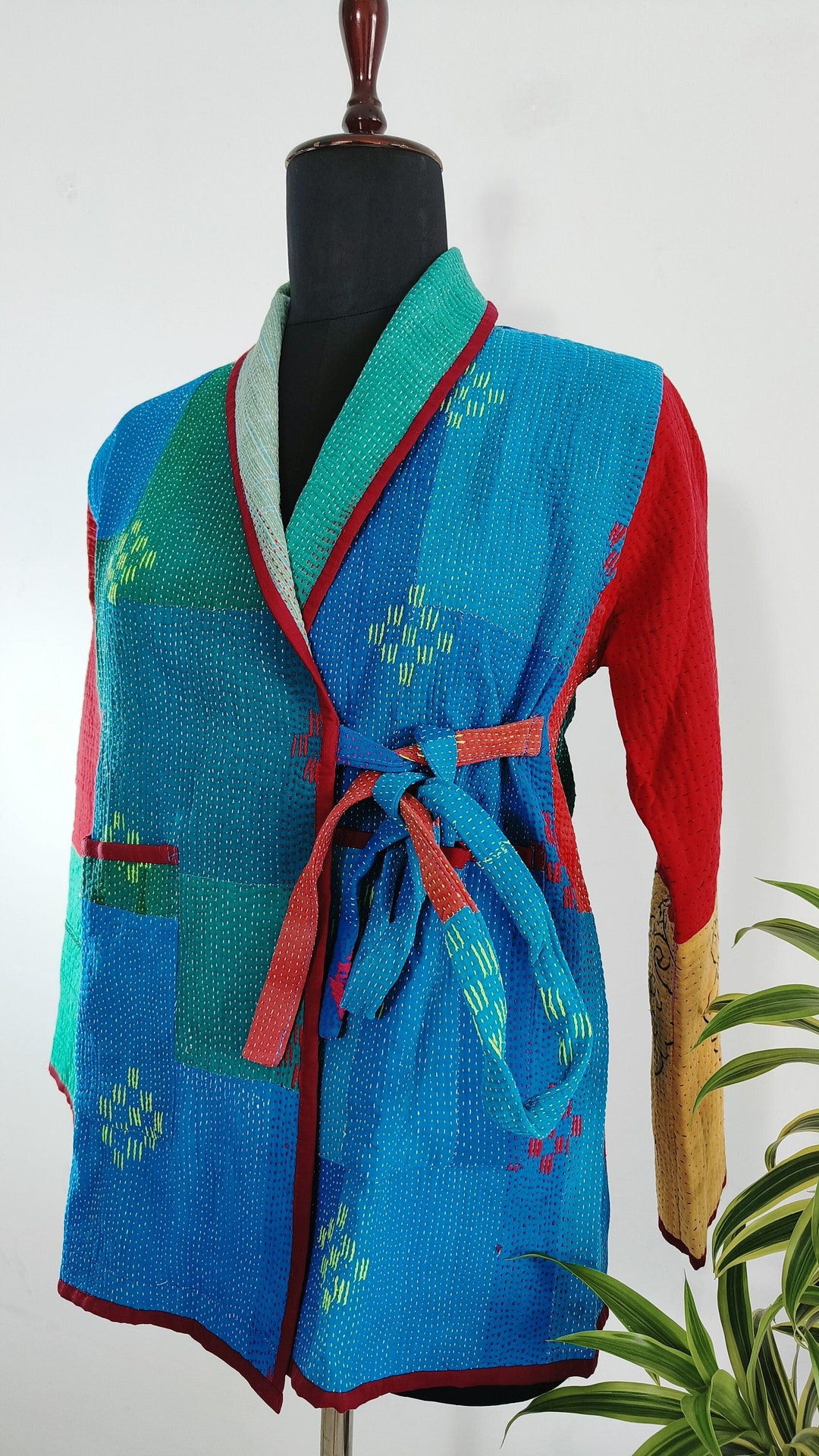 Short Vintage Angrakha Style Toast Jacket With Side Dori Tie-up and ...