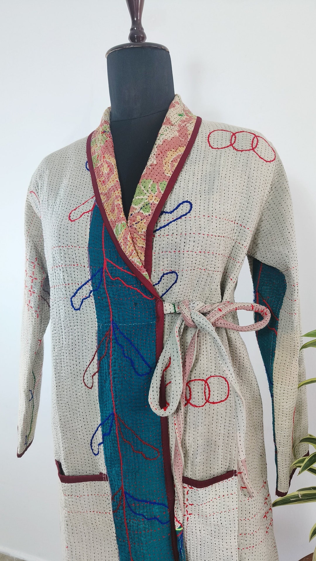 Long Handmade Traditional Angrakha Style Vintage Coat Toast Jacket With ...