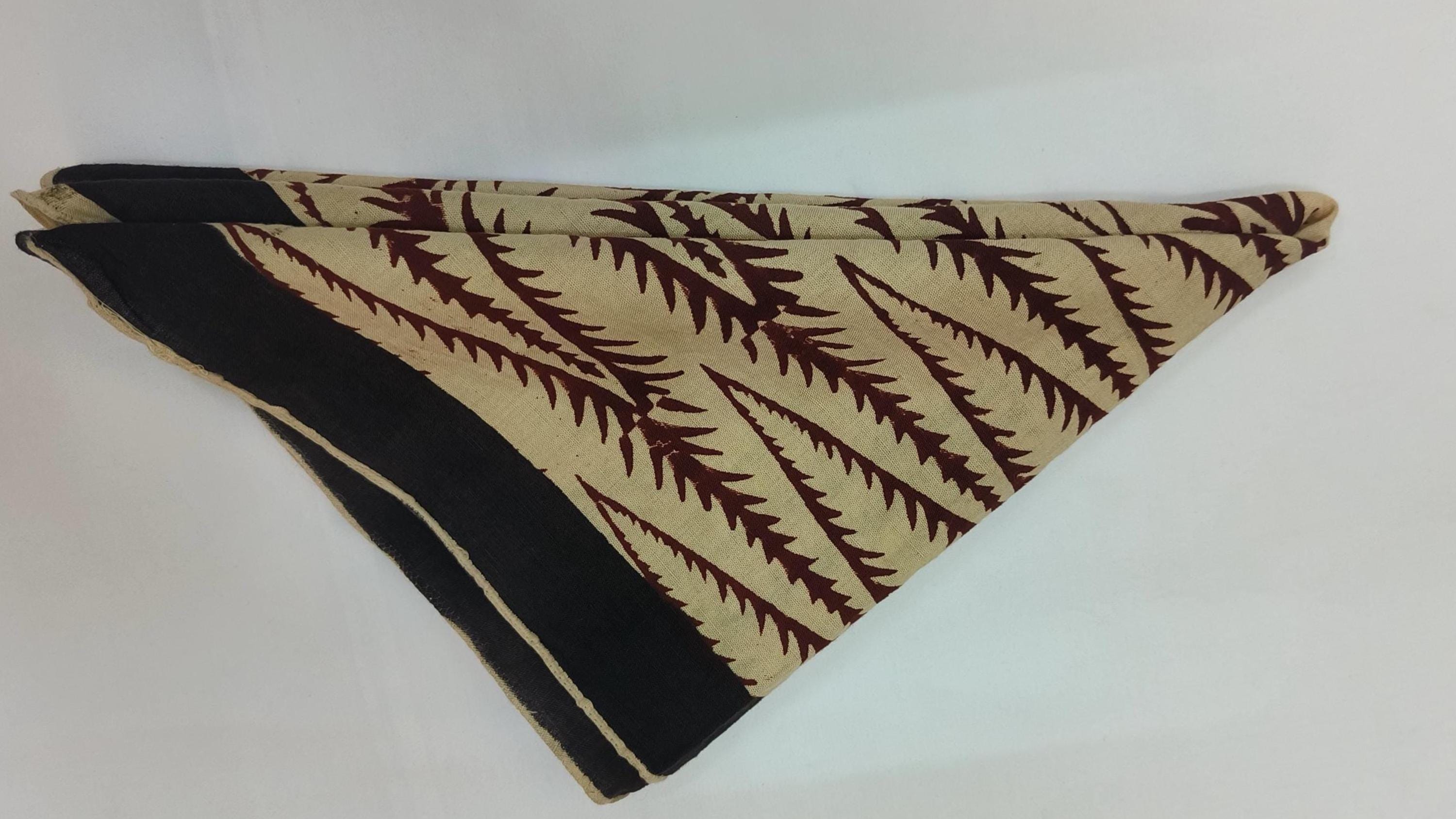 Hand Block Printed Cotton Bandana | Tribal Print Scarf | Brown & Beige ...