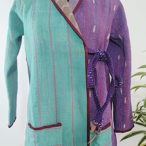 Long Handmade Traditional Angrakha Style Vintage Coat Toast Jacket With ...