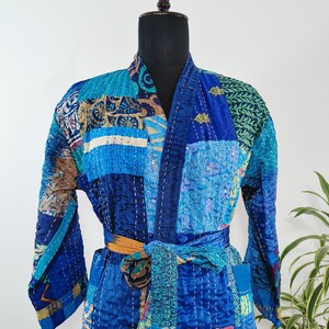 Short Silk Kimono Style Short Jacket With Pockets and Tie-up in ...