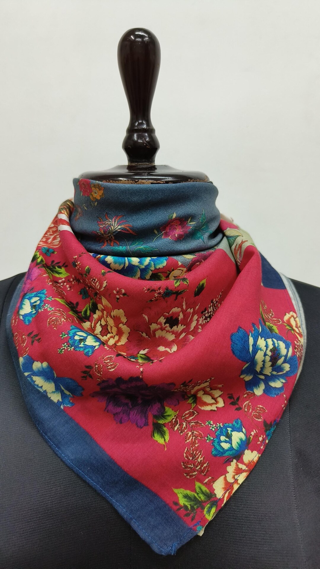 Classic Silk Blend Bandana | Floral Design Print Scarf | Multi-colour ...