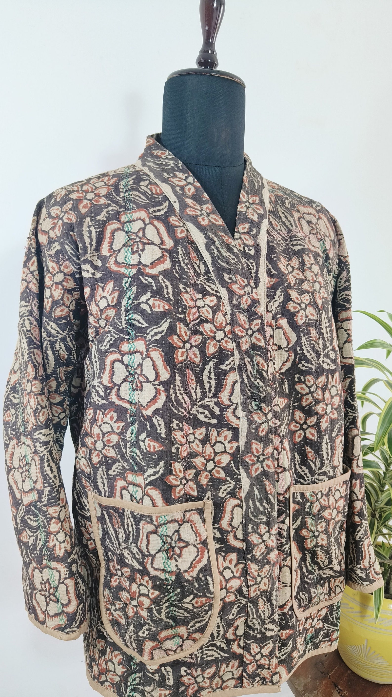 Handmade Bagru Print Vintage Kimono Style Short Open Jacket | Kimono ...