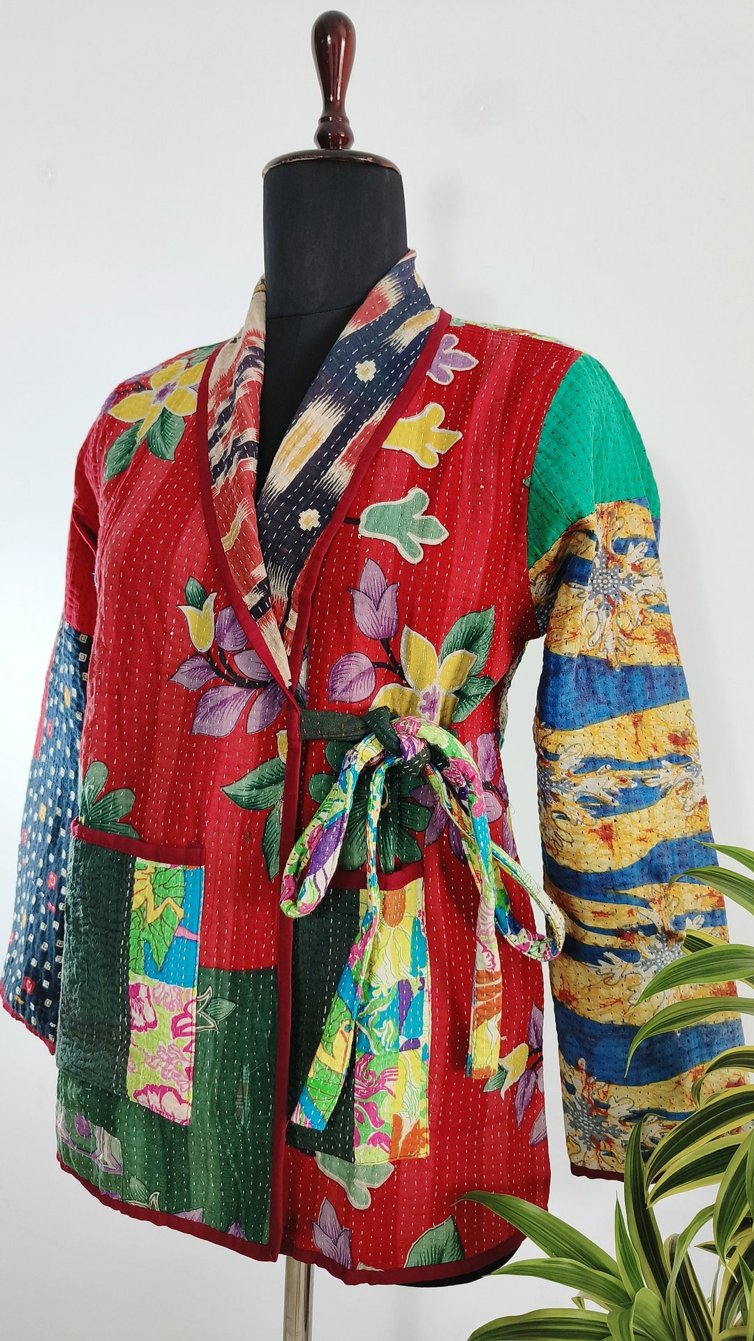 Short Vintage Angrakha Style Toast Jacket With Side Dori Tie-up and ...