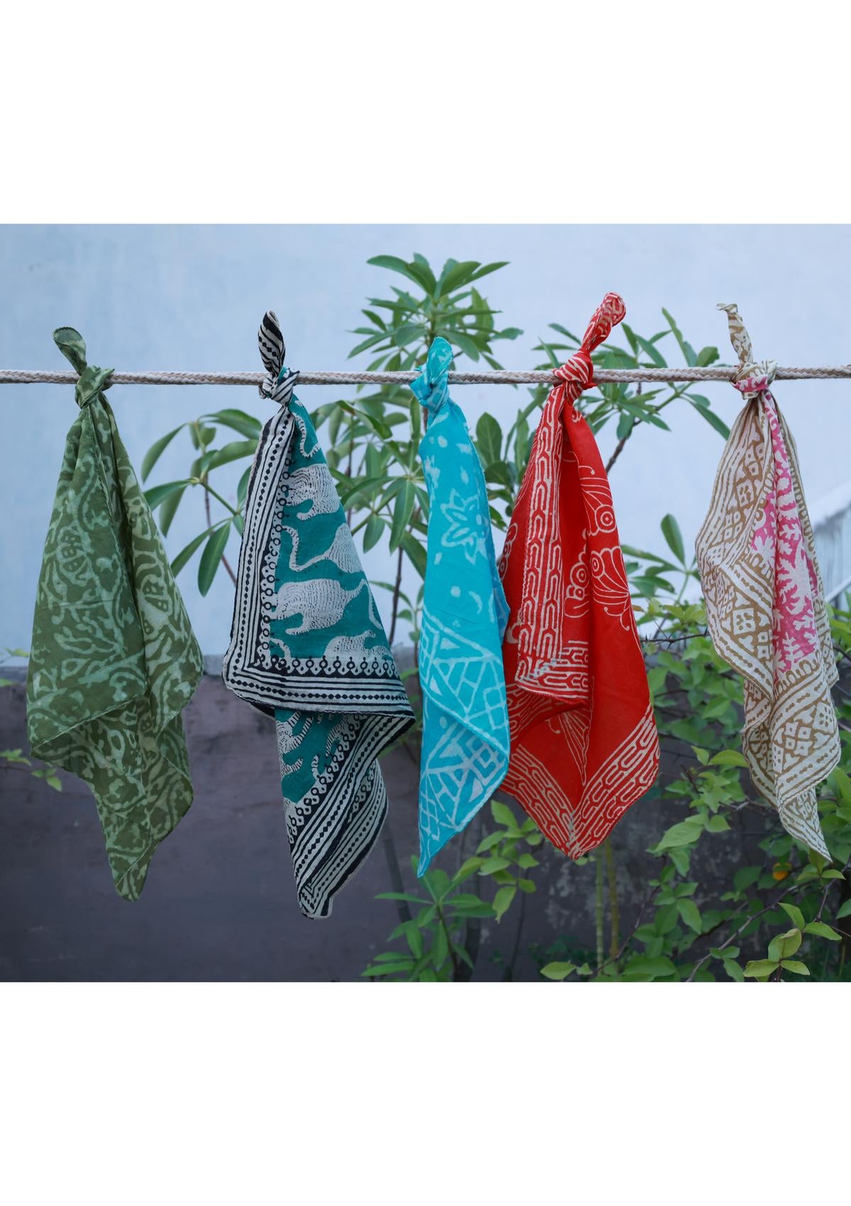 Hand Block Printed Cotton Bandana | Tribal Print Scarf | Brown & Beige ...