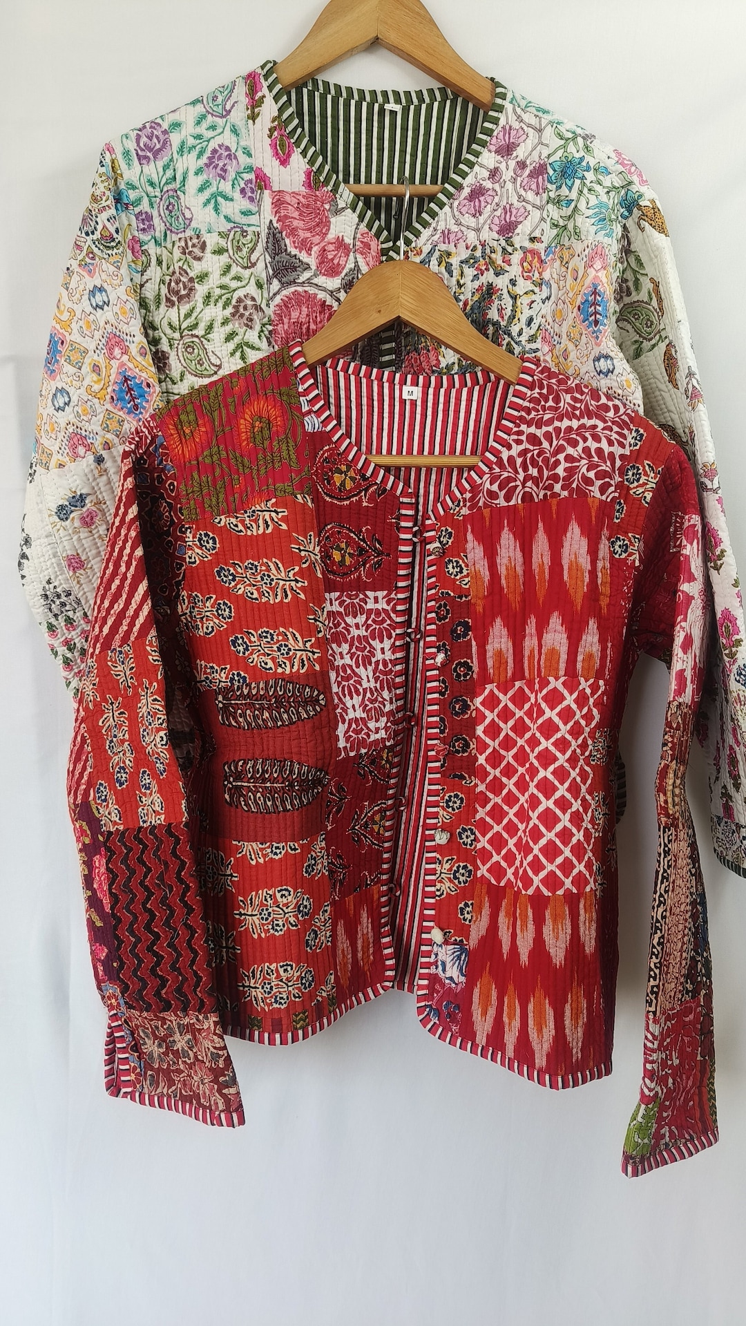 Boho Chic Patchwork Blockprinted Reversible Cotton Quilted Jacket V ...