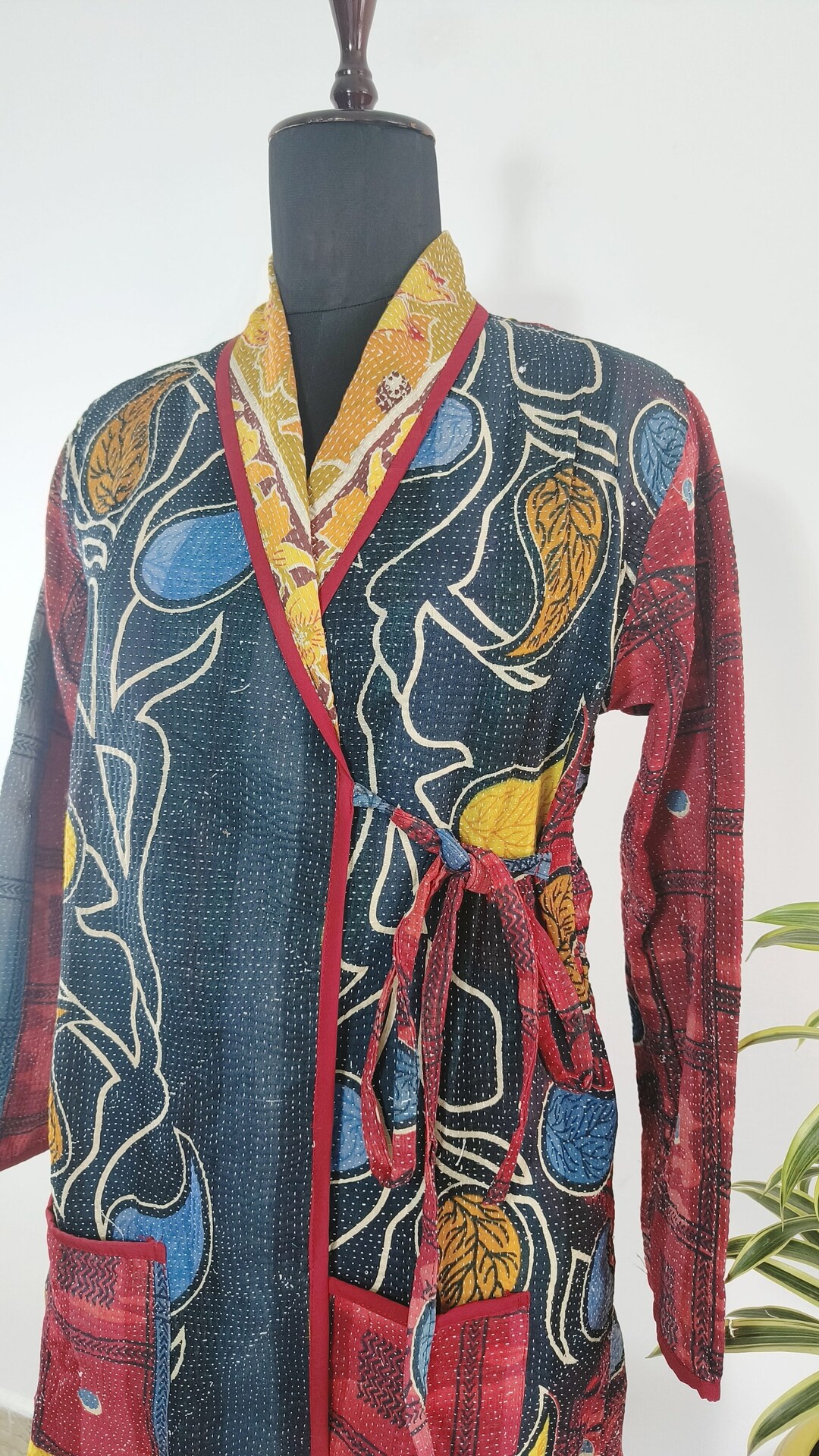 Long Handmade Traditional Angrakha Style Vintage Coat Toast Jacket With ...