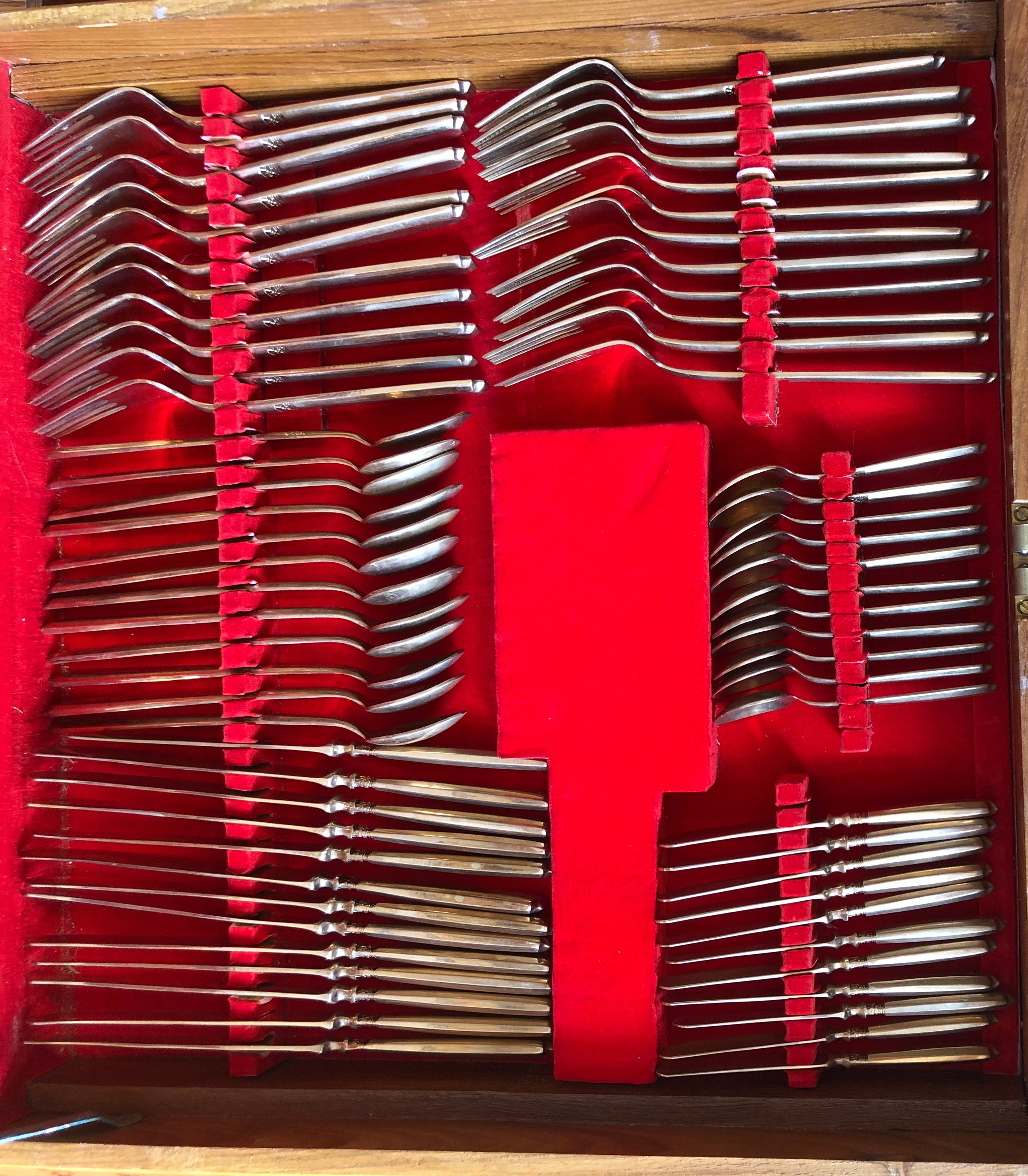 Vintage 144 Piece Set Service 12 Thai Nickel Bronze Flatware King ...