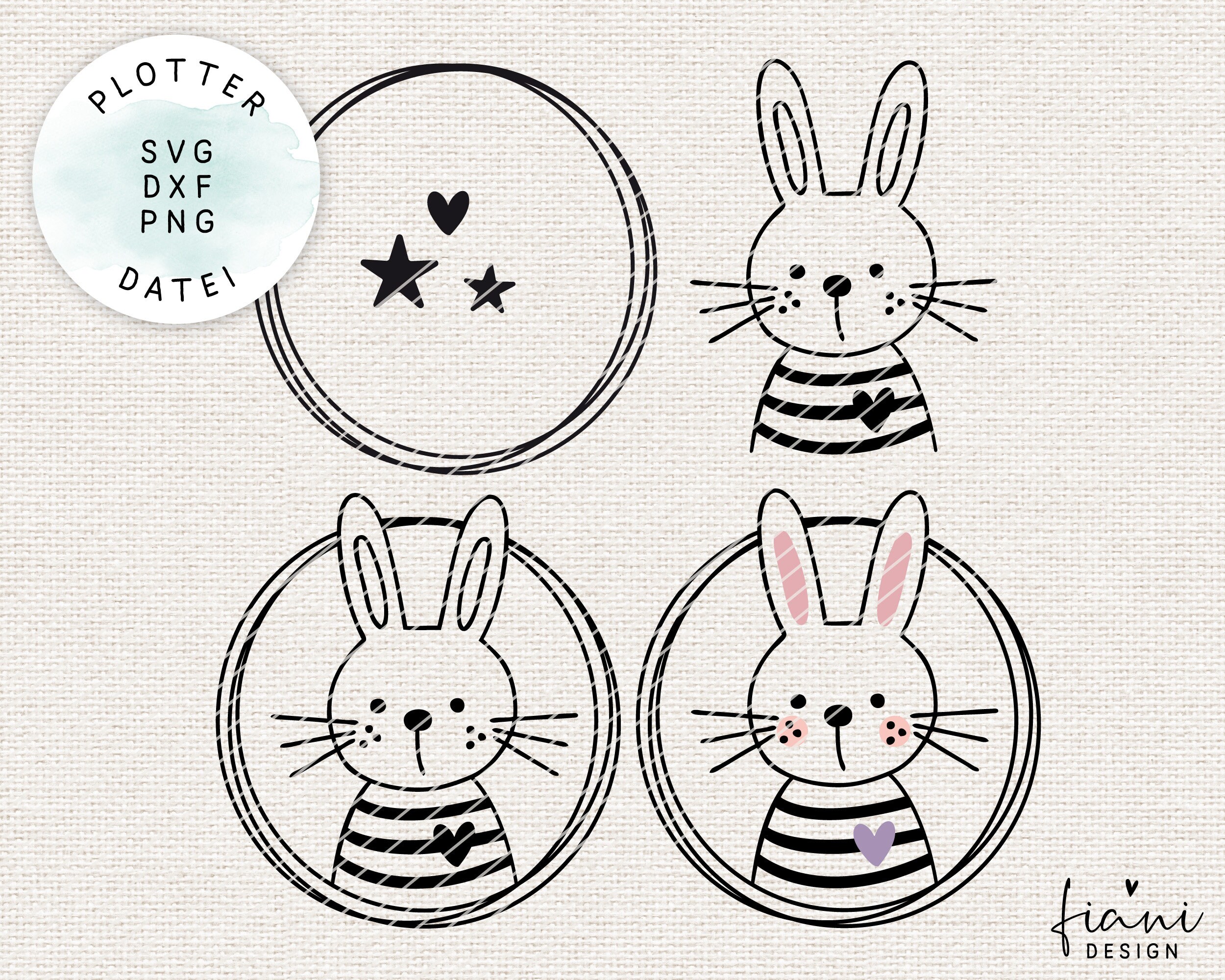 Plotterdatei Hase mit Rahmen SVG | Etsy