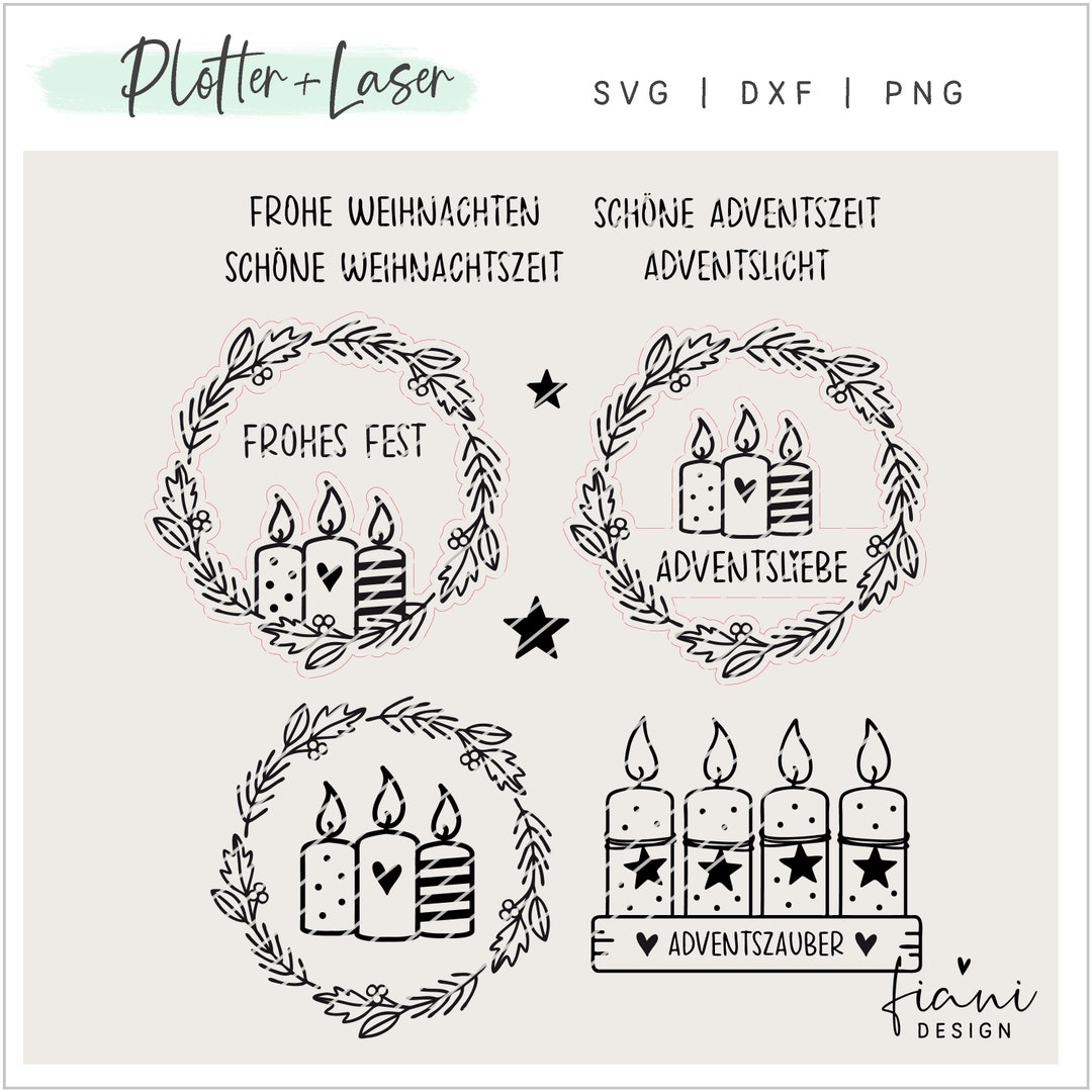 Plotterdatei Kerzen Advent Kranz SVG Laserdatei Lasercut - Etsy Schweiz