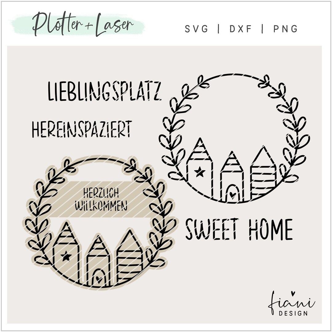 Plotterdatei Kranz Häuser SVG Laserdatei Lasercut - Etsy.de