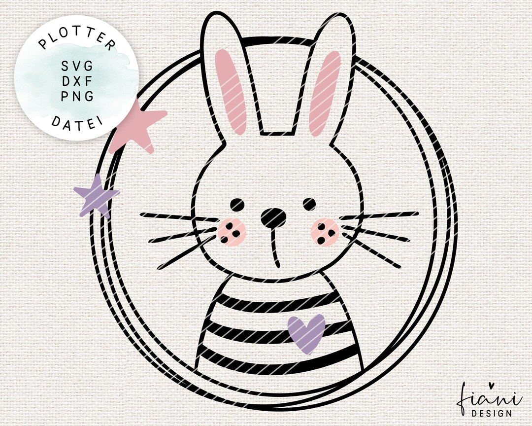 Plotter File Rabbit With Frame SVG - Etsy