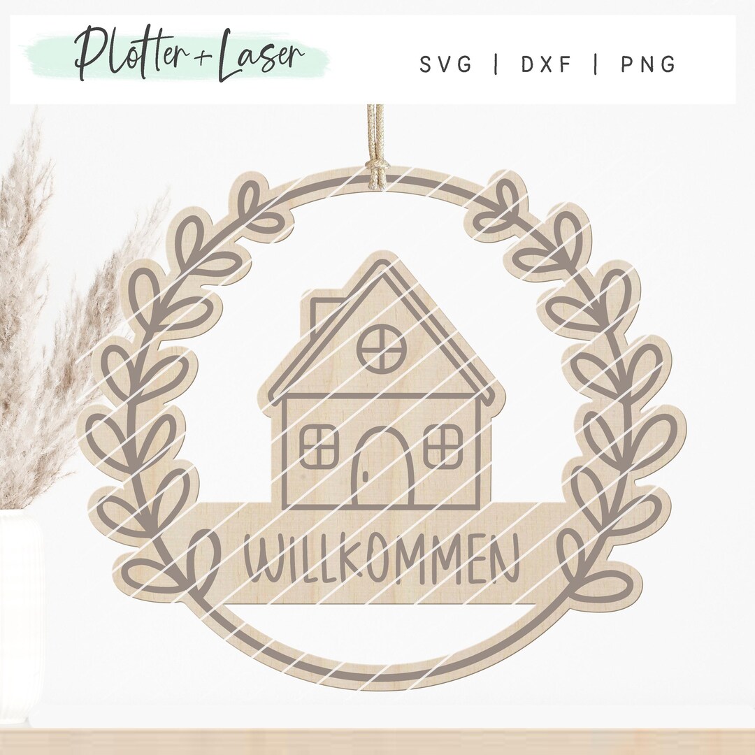 Plotterdatei Kranz Haus SVG Laserdatei Lasercut, Holzkranz Loop ...