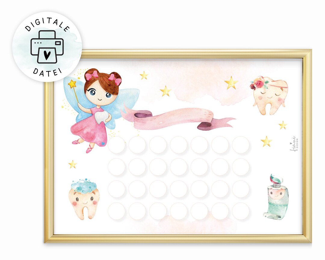 Tooth Fairy Brushing Teeth Reward Chart Digital File to Print - Etsy