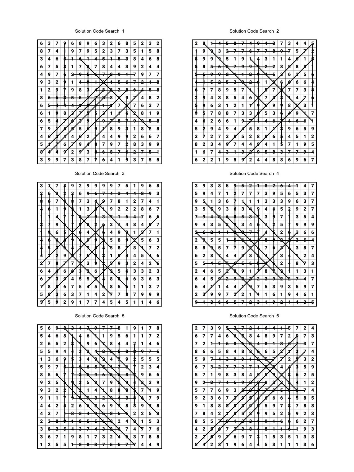 Number Code Search Puzzles - 300 Puzzles With Solutions | Printable ...