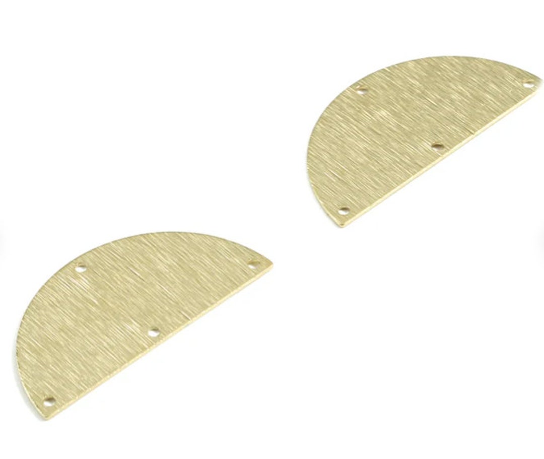 2 Pieces Brass Half Moon Connector - Raw Brass Semicircle Earring ...