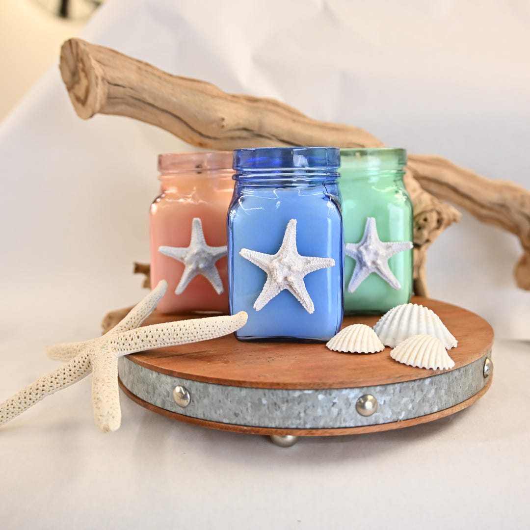 Mermaid Shore Ocean Tide Starfish Beach Candle Bundle , Three 8oz ...