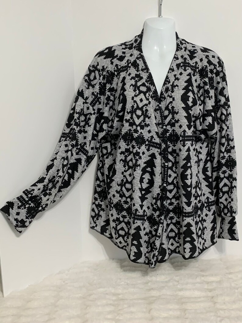 Black and Gray Aztec Print Sweater - Etsy