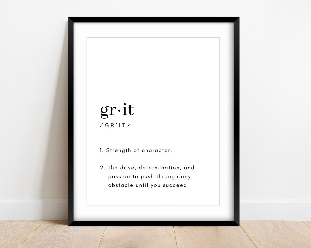 Grit Definition Print, Printable Wall Art, Inspirational Quotes ...