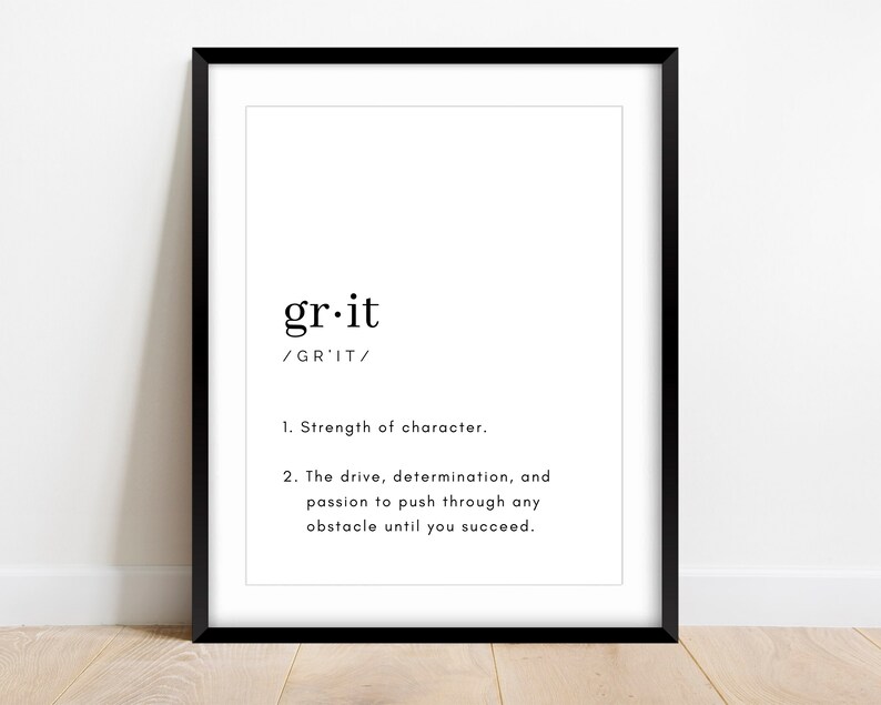 Grit Definition Print Printable Wall Art Inspirational - Etsy