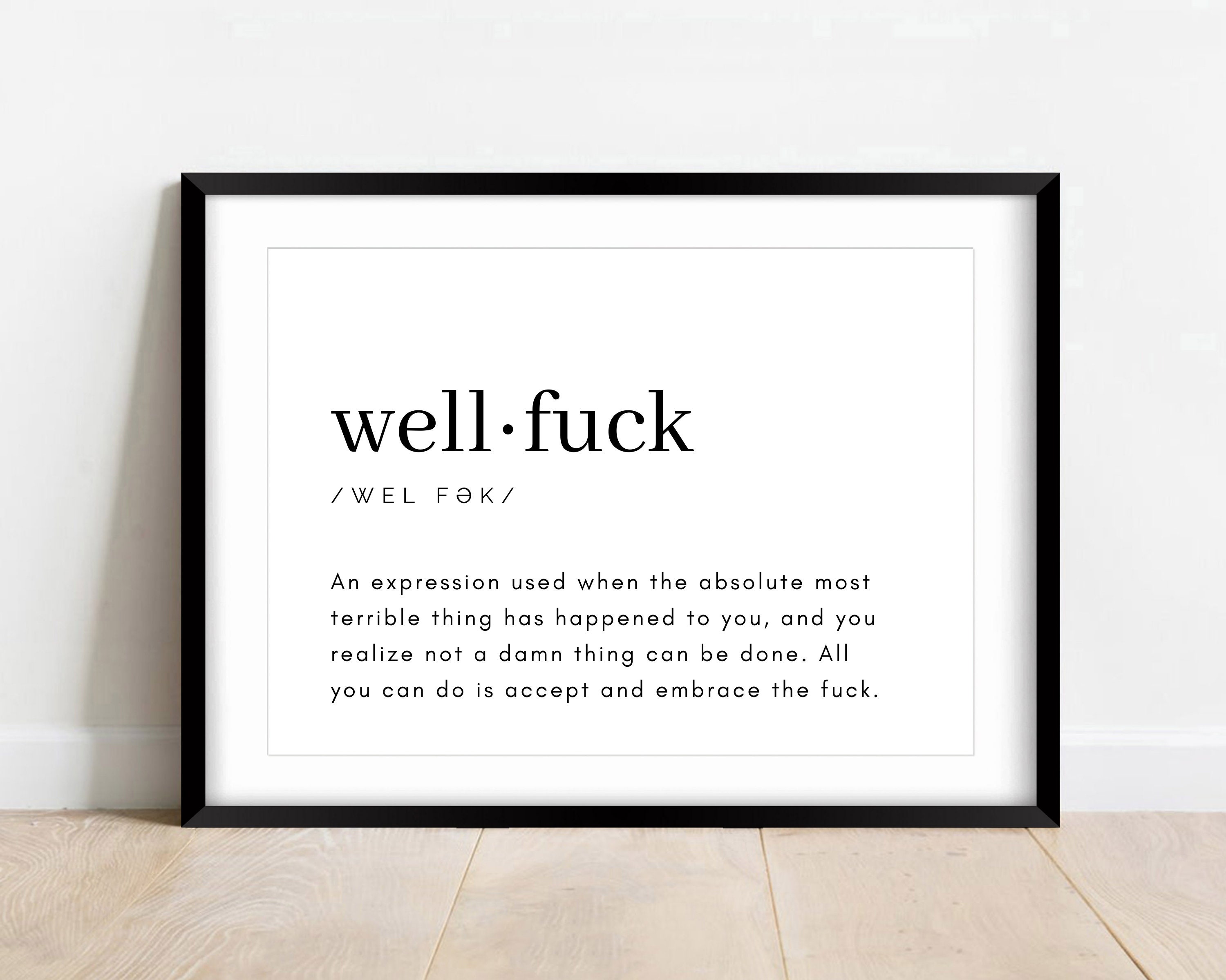 Fuck Definition PRINTABLE Wall Art Swear Word Prints - Etsy
