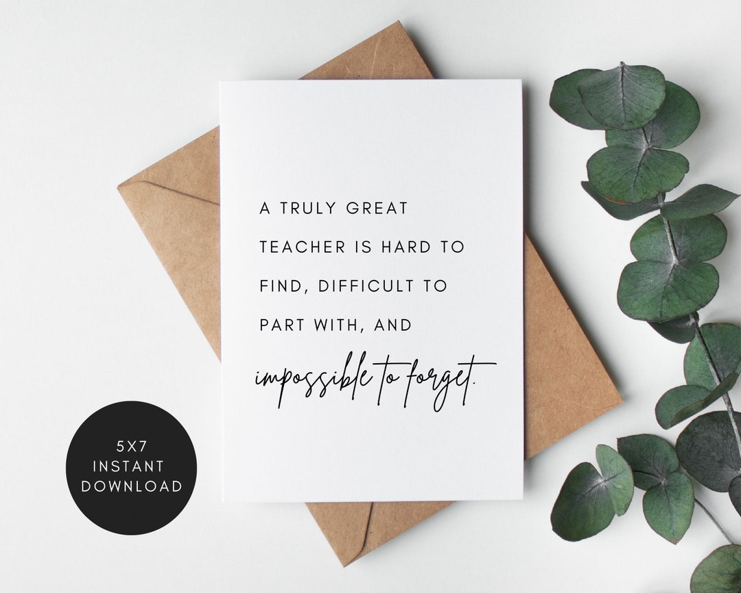 Teacher Appreciation Card: Printable Thank You Gift (digital Download ...