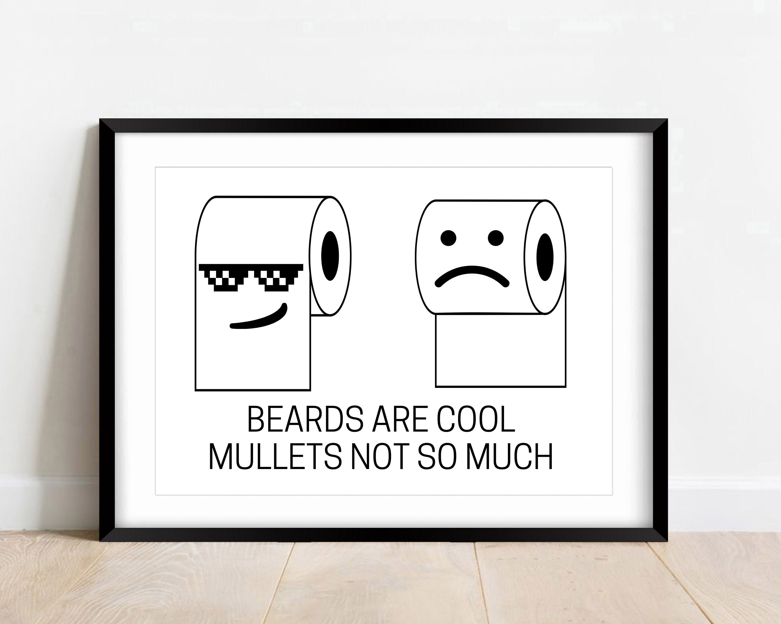 Beards Are Cool Bathroom Print, Funny Toilet Paper Print, Kids Bathroom ...