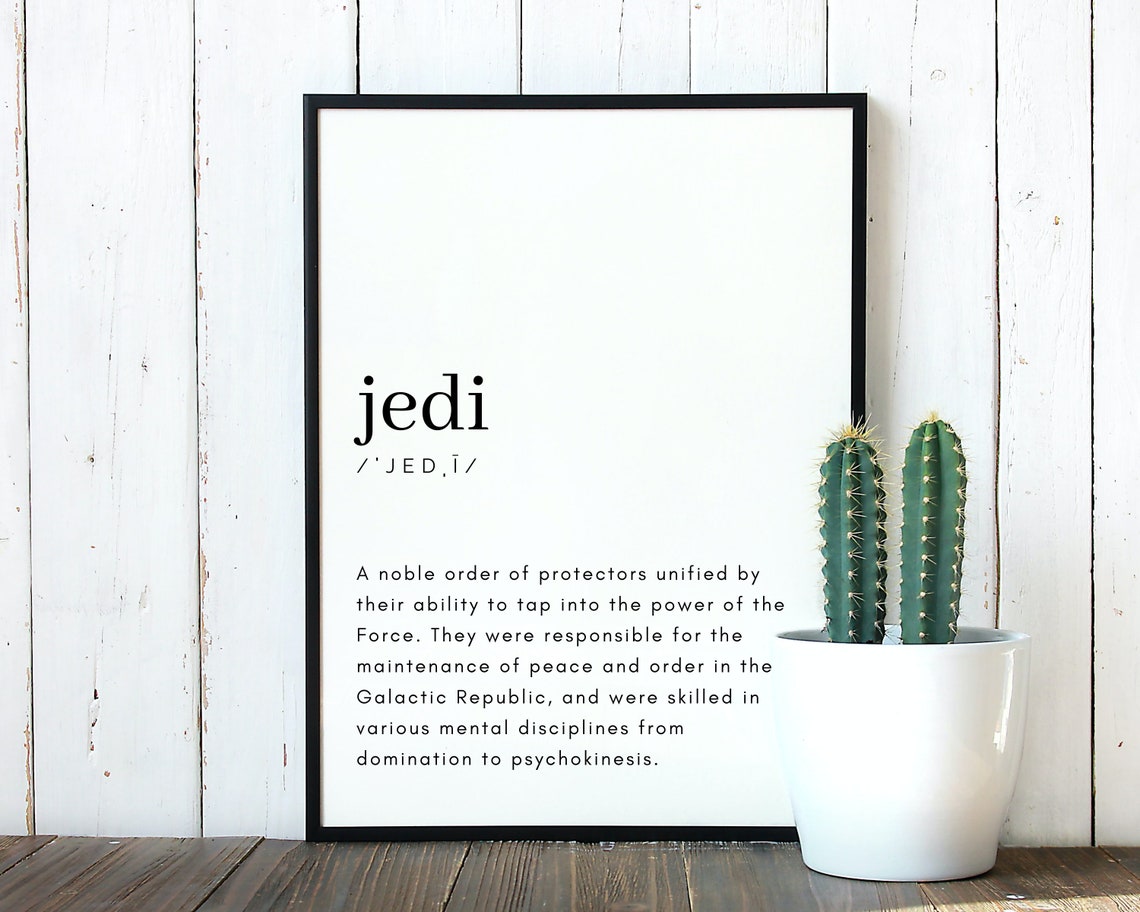 Jedi Definition Star Wars Art: Minimalist Typography Print (digital ...