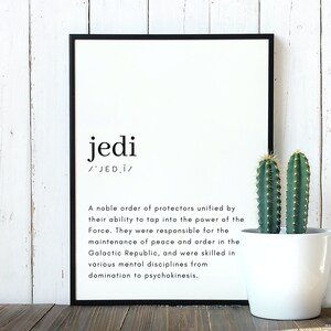 Jedi Definition PRINTABLE Wall Art, Star Wars Wall Art, Typography ...