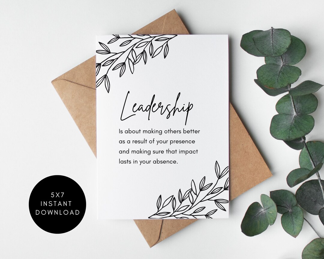 Leadership Quote, Inspirational Cards, Boss Gift Idea, Leader Gift ...
