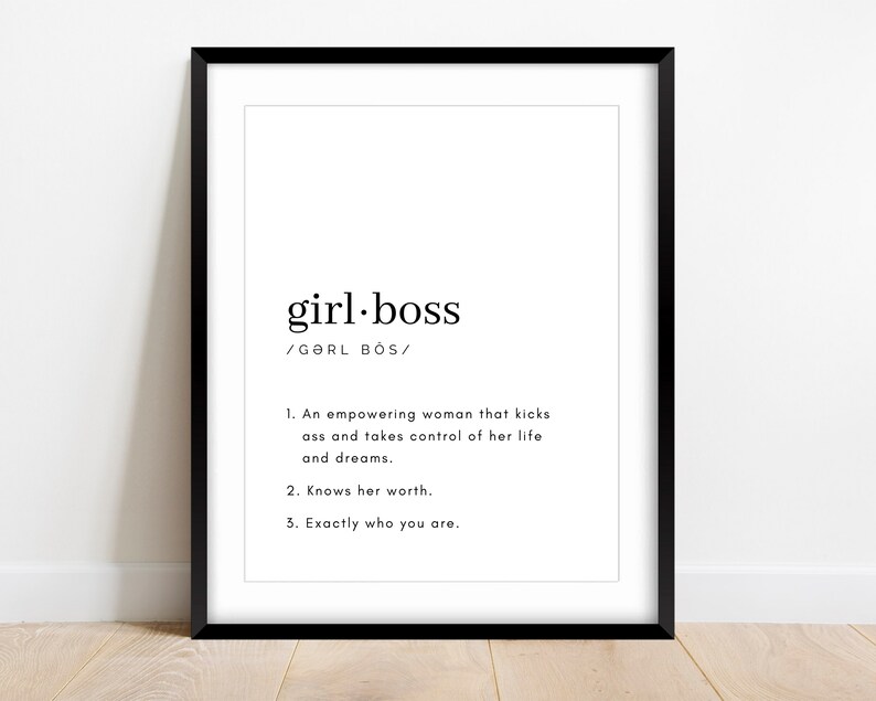 Girl Boss Definition Print, Printable Wall Art, Inspirational ...