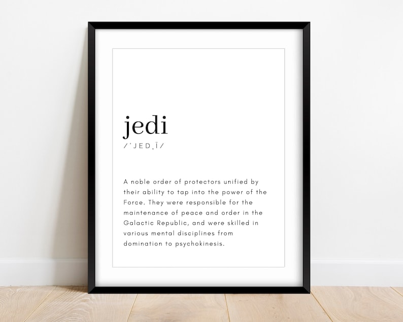 Jedi Definition Star Wars Art: Minimalist Typography Print (digital ...