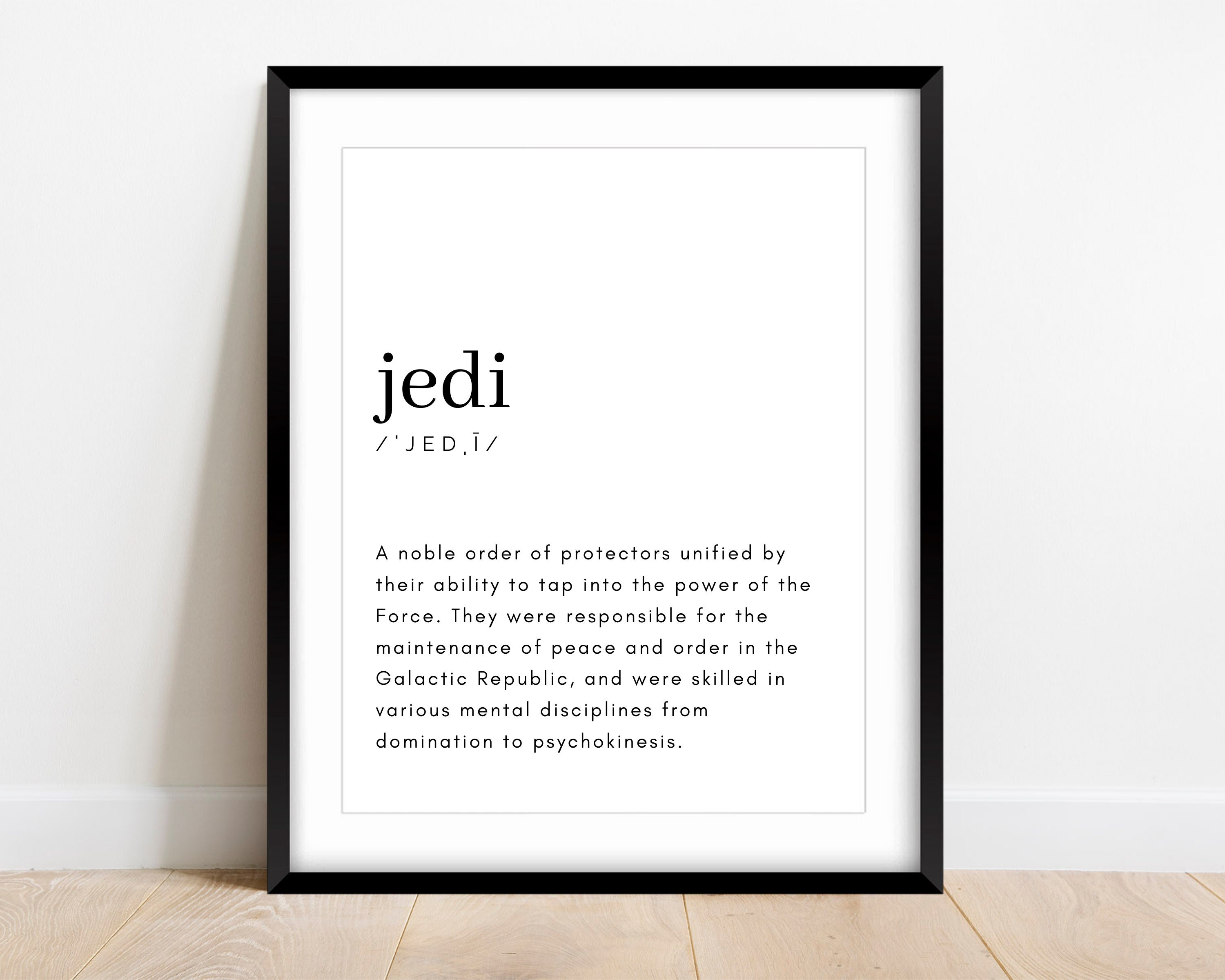 Jedi Definition Star Wars Art: Minimalist Typography Print (digital ...