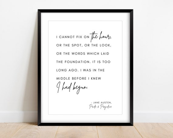 Pride and Prejudice Quote Wall Art Jane Austen Quote Jane | Etsy