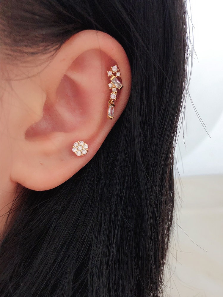 Diamond Tragus Ear Piercings