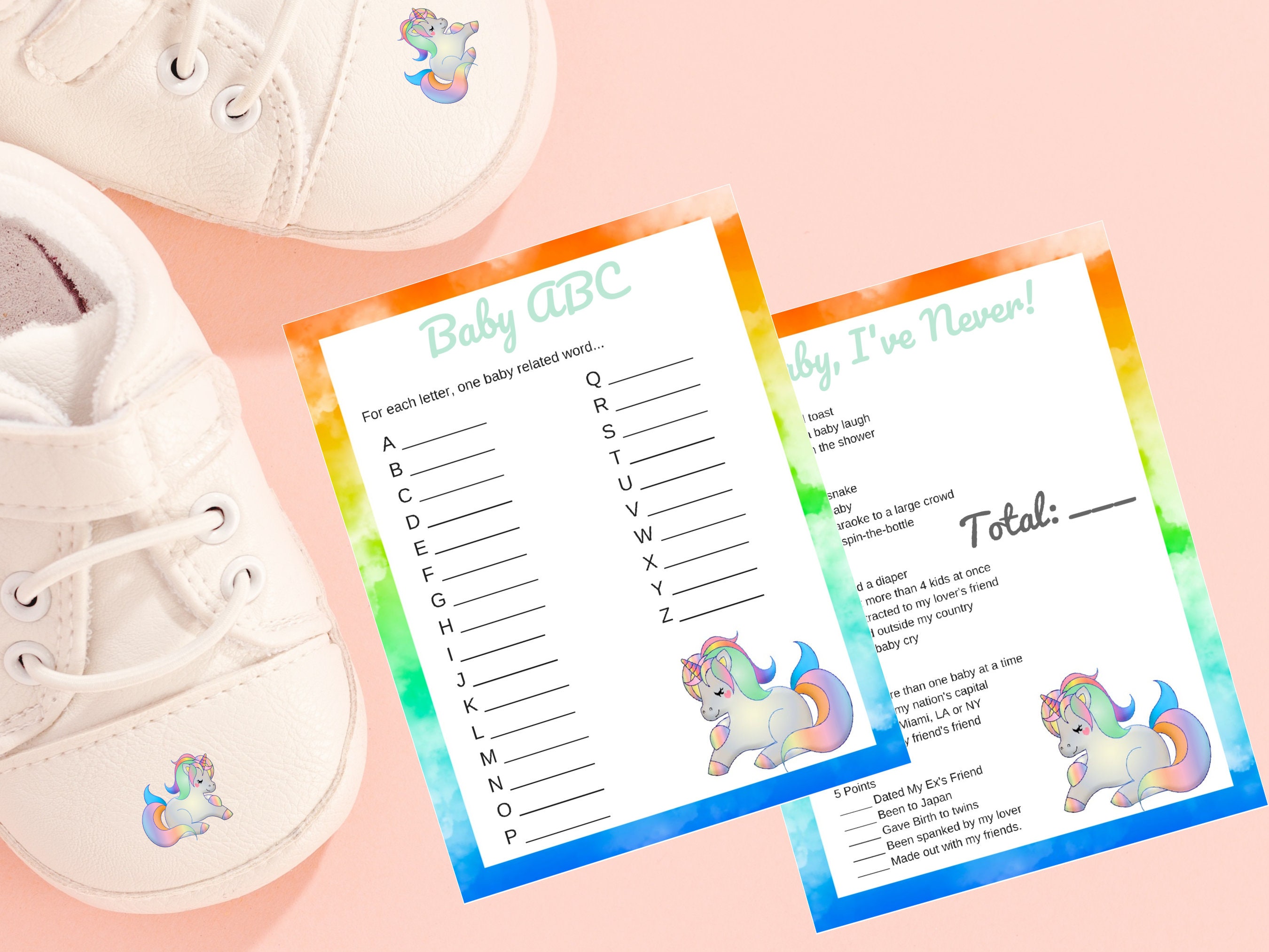 14 Unicorn Printable Baby Shower Games Including Printable Baby Shower ...