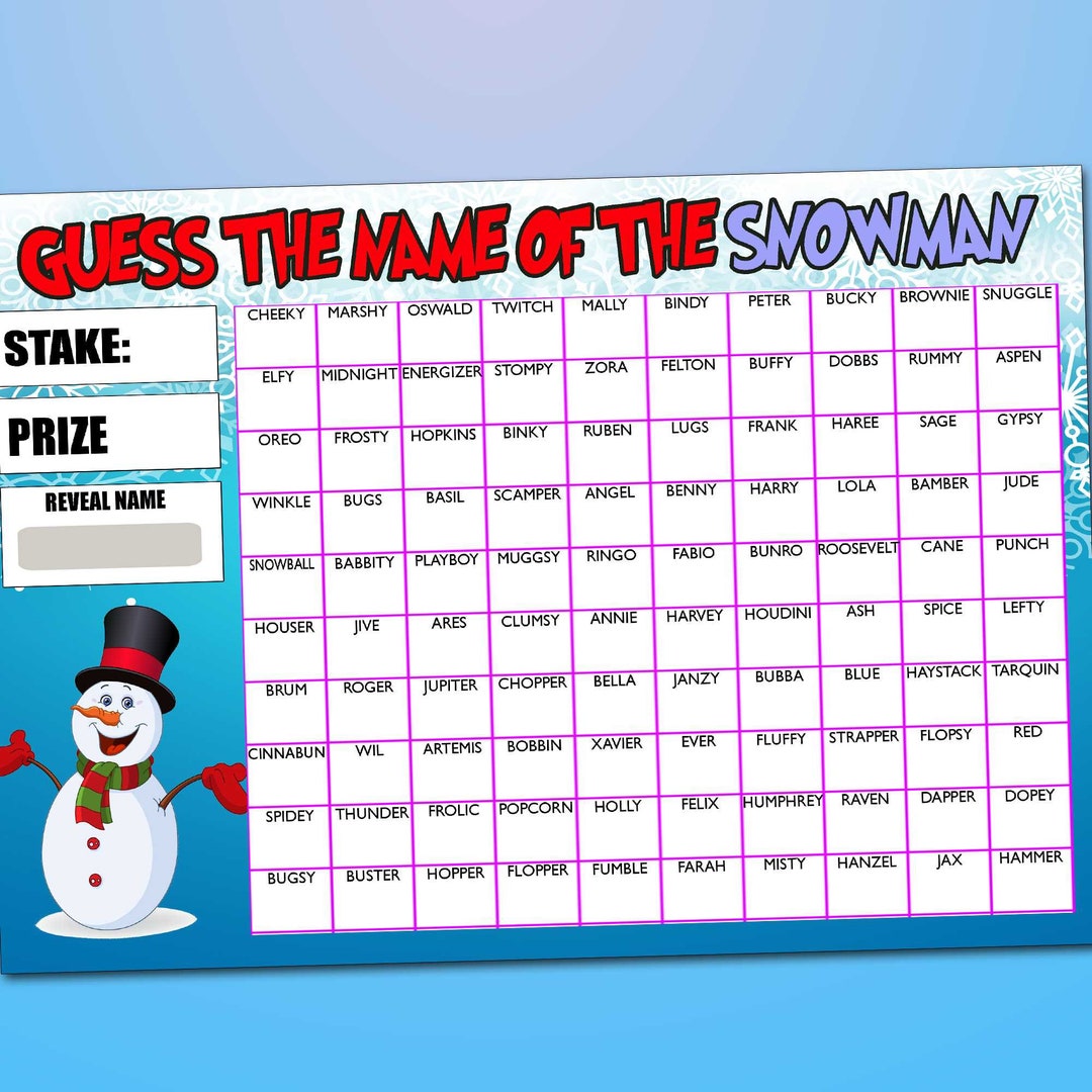 Guess the Name of Snowman Fundraising Game Christmas Fete Fayre A4 - Etsy