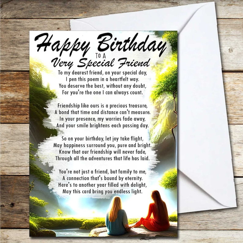 Happy Birthday to a Very Special Friend A5 Card Friendship Best Friend ...